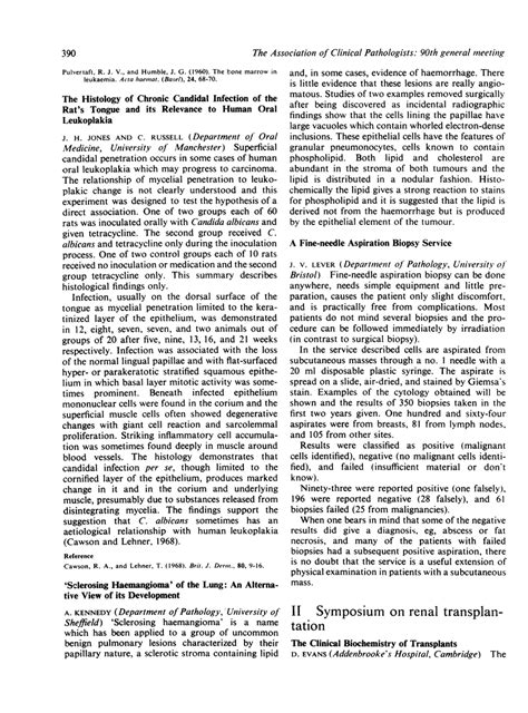 The Histology Of Chronic Candidal Infection Of The Rats Tongue And Its