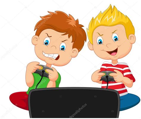Dibujos Niños Pequeños Jugando Los Niños De Dibujos Animados Jugando