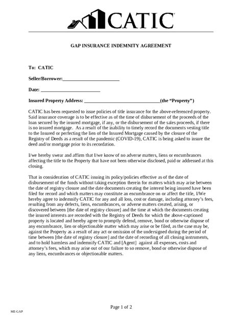 Gap Insurance Indemnity Agreement Doc Template Pdffiller