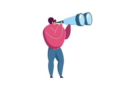 Girl Looking Through Binocular Far Ahead Graphic By Pch Vector