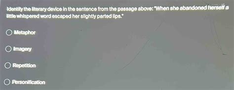 Solved Identify The Literary Device In The Sentence From The Passage
