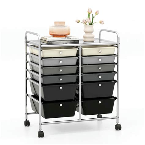 Yardi Yard 12 Drawer Rolling Storage Cart With Removable Drawers And