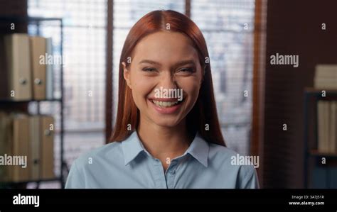 Portrait Confident Happy Laughing Emotional Positive Caucasian Redhead