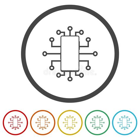 Digitalization Icon Set Icons In Color Circle Buttons Stock Vector