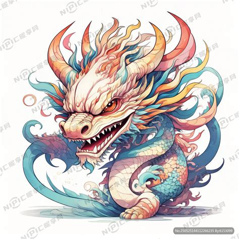 Ai创作图抽象的可爱的龙头形生物正立面 颜色层次多一些 昵图网