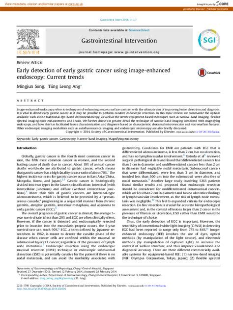 Pdf Early Detection Of Early Gastric Cancer Using Image Enhanced