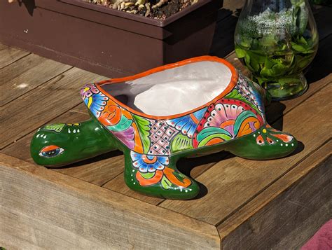Talavera Turtle Planter Handmade Mexican Pottery For Succulents Or Fl