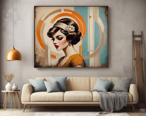 Vintage Art Style Picture Abstract Interior Old Paintings Stock