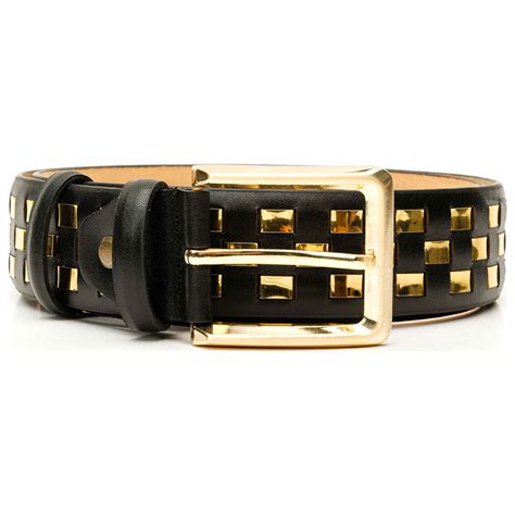 Vinci Leather The Mackenzie Black Gold Woven Leather Belt