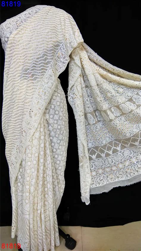 Pre Wedding Chikankari Saree With Mukaish Badla Work Lucknow Chikan Wholesale