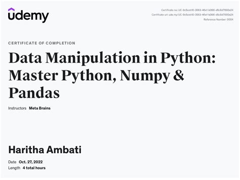 Haritha Ambati On Linkedin Datamanipulation Udemy
