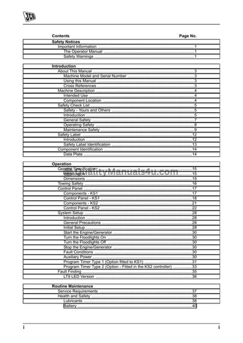 Jcb Lighting Tower Lt9 Operator Manual Best Deals