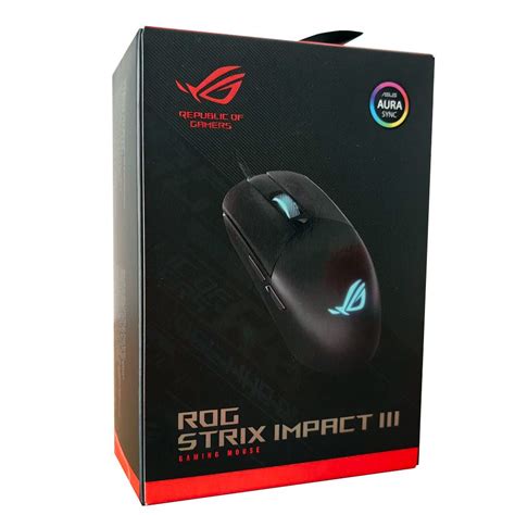 Asus P518 Rog Strix Impact Iii Wired Gaming Mouse Black 12000 Dpi
