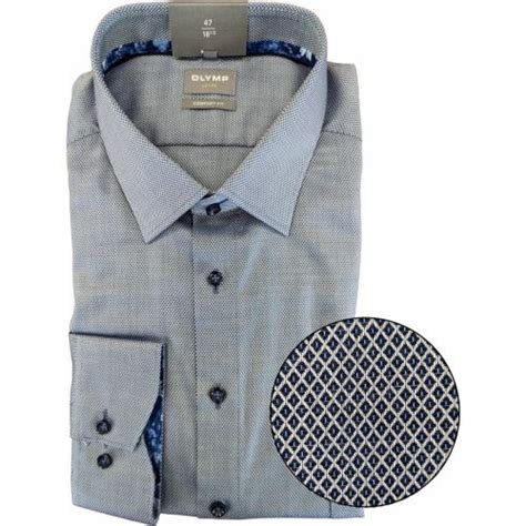 Olymp Mens Big Size Comfort Fit Egyptian Cotton Mini Diamond Pattern Long Sleeve Formal Shirt