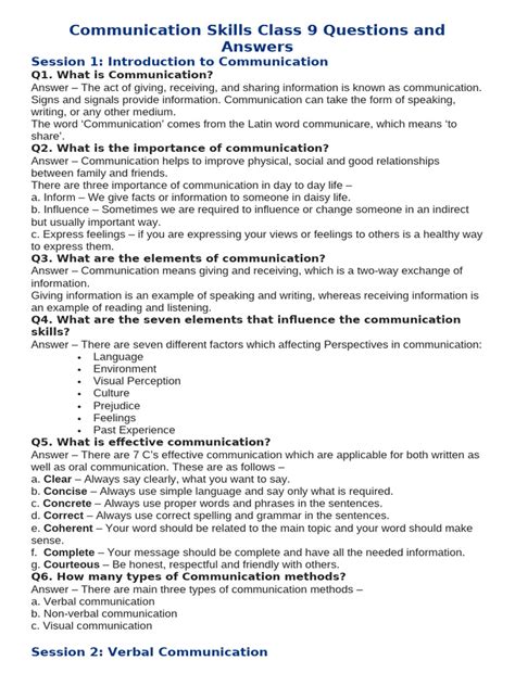 1727317489095unit 1 Communication Skills Class 9 Questions And Answers