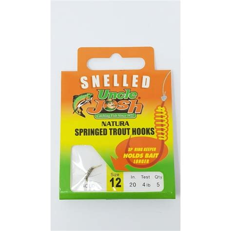 Uncle Josh Bait Company Snelled Spring Hook Size 12 Steel Hooks With