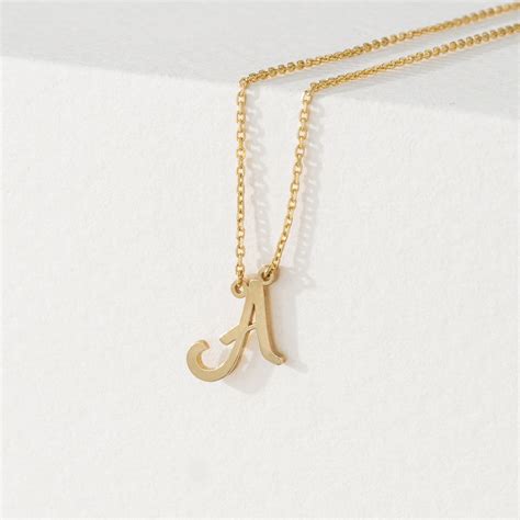 14k Solid Gold Initial Necklace Personalized Necklace Custom Gold