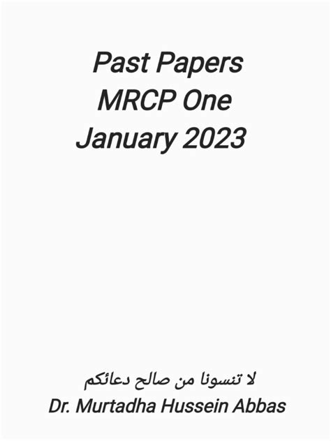 Mrcp One January 2023 Pdf
