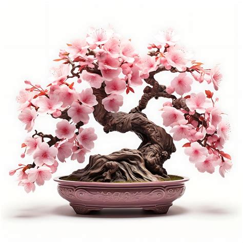 Premium Photo Isolated Cherry Blossom Bonsai Tree Clay Pot Serrated