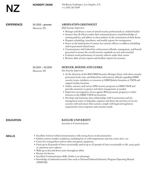 Security Supervisor Resume Samples Velvet Jobs
