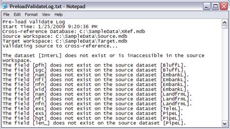 Validating Workspaces Against The Cross Reference Database—arcmap