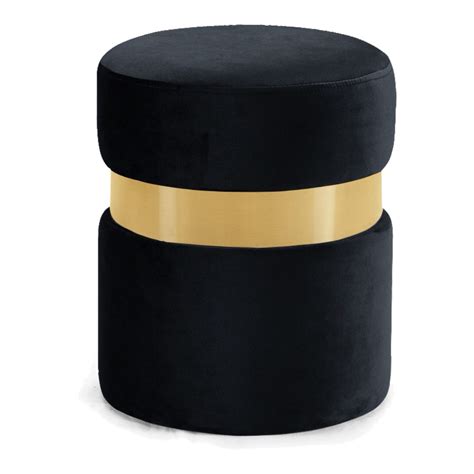 Brass Gold Stainless Steel Ring Velvet Round Ottoman Stool Foshan
