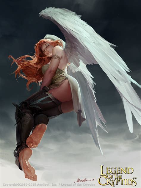 Crowgod Legend Of The Cryptids Black Legwear Highres 1girl Angel Angel Wings Armlet Ass