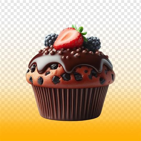 Premium Psd Muffin Cake With Berries And Strawberry