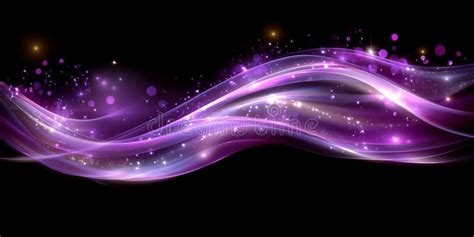 Abstract Purple Energy Wave Background With Sparkling Lights And Glowing Particles Stock