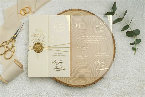 Erdem Davetiye Ekonom 9277 Mühürlü İnci Wedding Invitation And Cards
