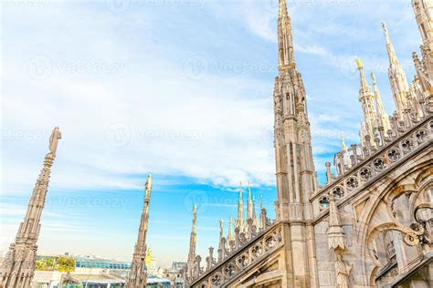 Techo De La Catedral De Milán Duomo Di Milano Con Agujas Góticas Y