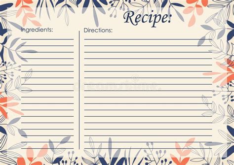 Retro Recipe Card Template Editable Recipe Card Template Printable