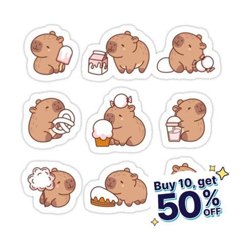 Candy Cute Kawaii Capybara Set Sticker For Sale By Olyalitvinova Cute Doodles Capybara Kawaii
