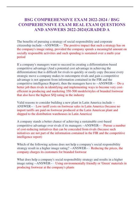 Title Bsg Comprehensive Exam 2022 2024 Real Exam Questions And