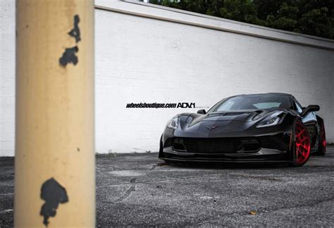 [pics] Red With Envy Black Chevy Corvette Z06 On Red Adv 1 Wheels