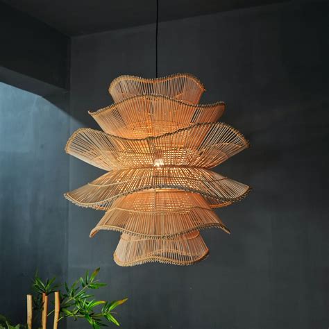 Canyon Unique Handmade Woven Hanging Pendant Light Naturalcane Pen