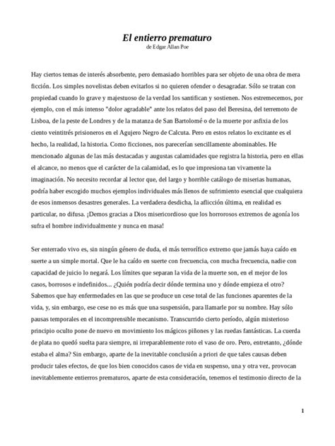 El Entierro Prematuro De Edgar Allan Poe Pdf Edgar Allan Poe Muerte