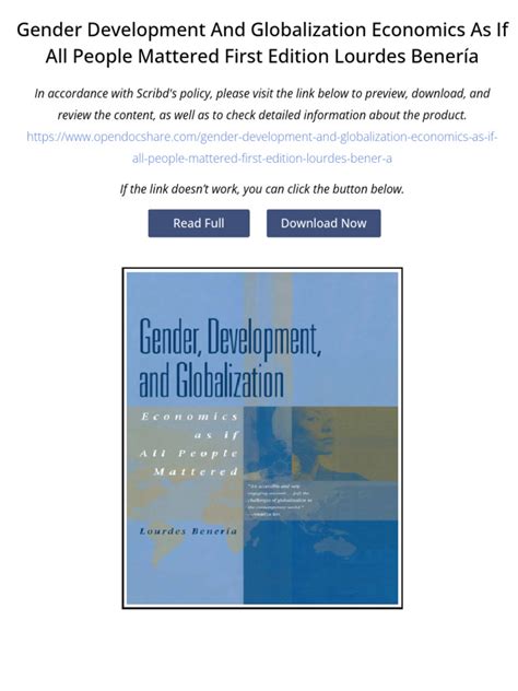 Gender Development And Globalization Economics As If All People