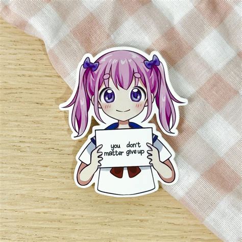 Anime Girl Sign Sticker Etsy