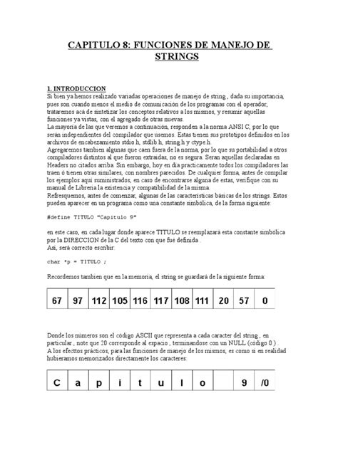 Manejo De Cadenas En C Pdf Puntero Programación De Computadora Cadena Informática