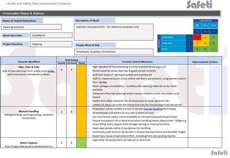 Cleaning Risk Assessment Example Only £19