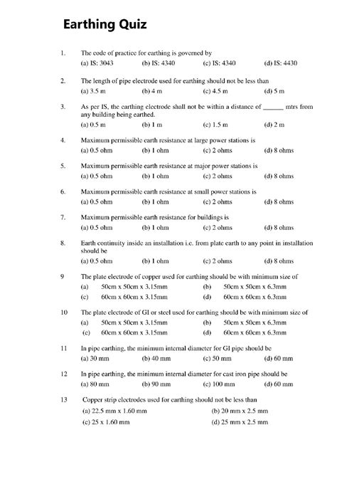 Solution Earthing Quiz Studypool