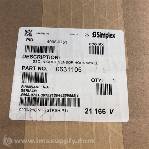 Simplex 4098 9751 Truealarm In Duct Sensor Housing With Relay Ims Supply