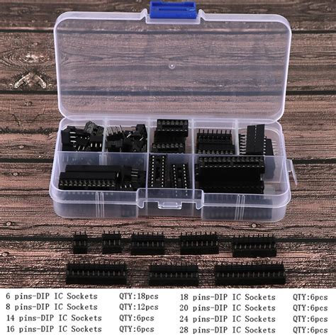 66pcsbox Dip Ic Sockets Solder Type Socket Kit 68141618202428