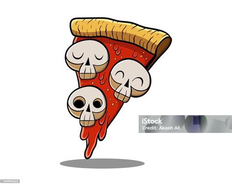 Skull Pizaa Slice Logo Abstract Vector Design Template Stock