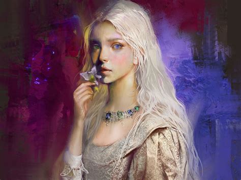 White Hair Girl Art
