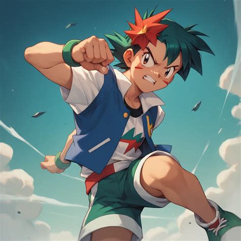 Ash Ketchum Pokemon Battle Pose Looking Determined Epic Pose Seaart Ai