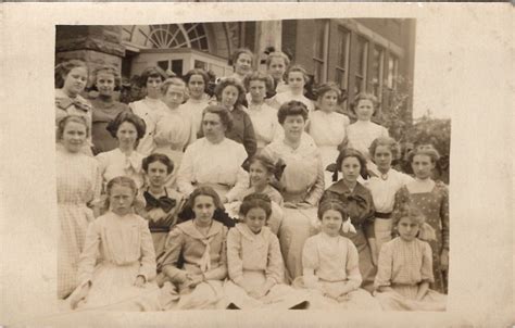 Rppc Girls Class Photo Scared Girl Mean Face Teacher Real Photo