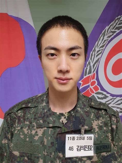 Korean Military App Releases A First Look At Btss Jin In Uniform As A Military Trainee Koreaboo