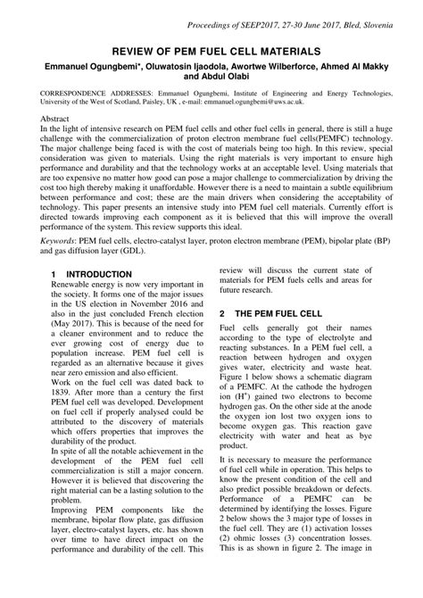 Pdf Review Of Pem Fuel Cell Materials
